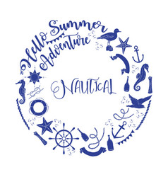 Nautical sea design elements Royalty Free Vector Image