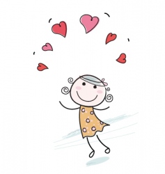 Cute stick kids holding hearts for valentines day Vector Image