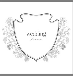 Wedding crest with flowers Royalty Free Vector Image