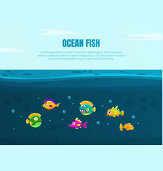 Ocean fish banner template with cute colorful Vector Image