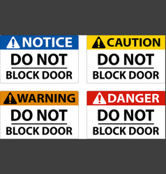 Caution do not block door sign on white background