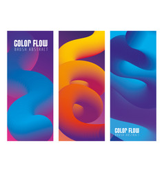 Three color flow posters in set colors backgrounds