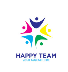 Teamwork 7 happy people logo Royalty Free Vector Image