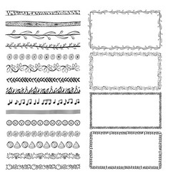Set of hand-drawn doodle frames sketch borders Vector Image