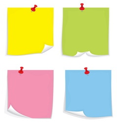 Color sticky notes attached metallic clips Vector Image