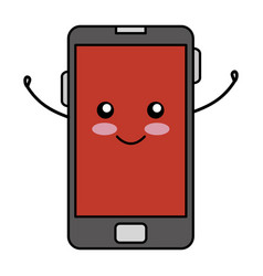 Smartphone device comic character Royalty Free Vector Image