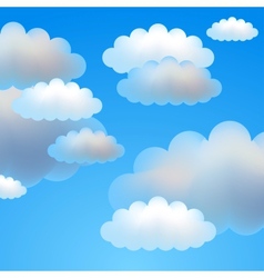 Blue sky with clouds and sun with rays Royalty Free Vector