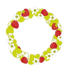 Strawberry round frame Royalty Free Vector Image