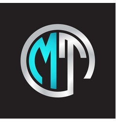 Mt logo monogram with hexagon shape and piece Vector Image