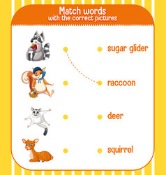 Worksheet design for matching squirrels Royalty Free Vector