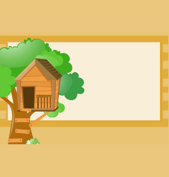 Border template with treehouse background Vector Image
