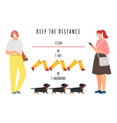 Keep your distance font design with kids showing Vector Image