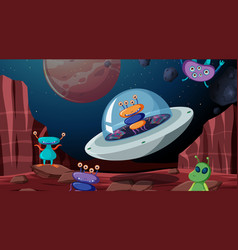 Alien in space scene Royalty Free Vector Image