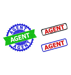 Agent rosette and rectangle bicolor badges with Vector Image