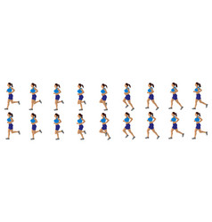 Girl run cycle animation sequence loop animation Vector Image