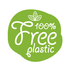 Stickers with text - plastic free product sign Vector Image