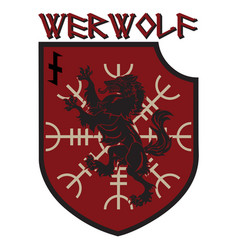 Design patch heraldic shield with a werewolf Vector Image
