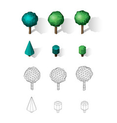 Isometric tree set landscape constructor Vector Image