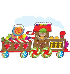 Santa and christmas elves on the train Royalty Free Vector