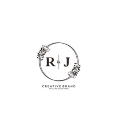 Initial rj letters hand drawn feminine and floral Vector Image
