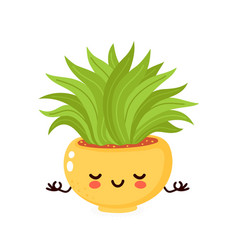 Cute happy smiling plant Royalty Free Vector Image