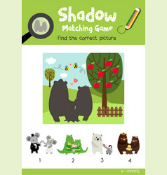 Shadow matching game arctic animal Royalty Free Vector Image