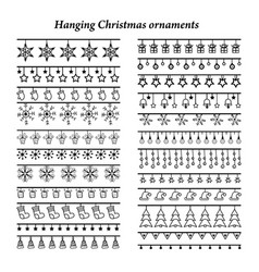 Set of christmas borders with ornaments Royalty Free Vector