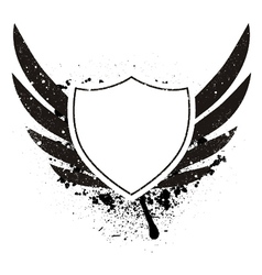 Shield with grunge and wings Royalty Free Vector Image