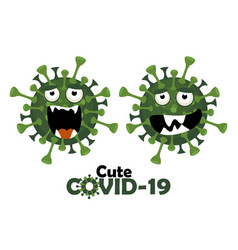 Corona virus cartoon character and lettering Vector Image