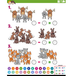 Maths subtraction educational game for kids Vector Image