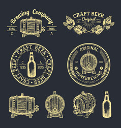 Old brewery logos set kraft beer retro signs Vector Image