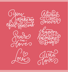 Set of elegant valentine s day letterings Vector Image