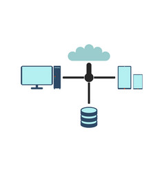 Computer network flat Royalty Free Vector Image