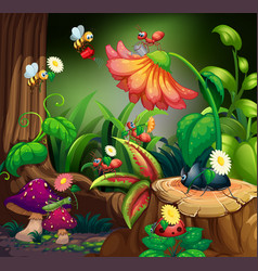 Background scene with insects in park Royalty Free Vector
