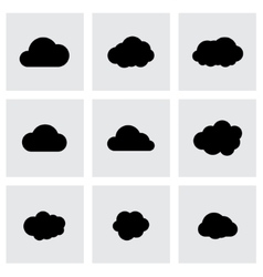 Black cloud icons set Royalty Free Vector Image