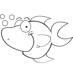 Cartoon happy fish with bubbles Royalty Free Vector Image
