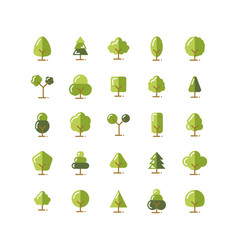 Collection of natural green trees icons set Vector Image
