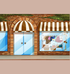 Clothing store front view scene Royalty Free Vector Image