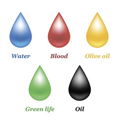 Various droplets clean dirty water blood toxic Vector Image