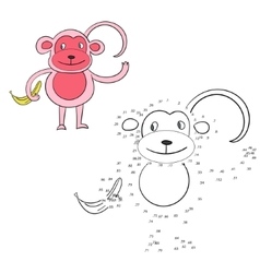 Cartoon monkey draw a line game for kids Vector Image