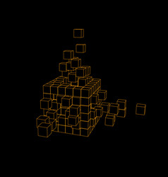 Wireframe cube from small cubes big data concept Vector Image