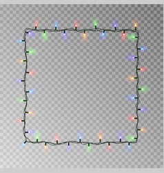 Christmas lights square light string frame Vector Image