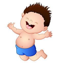Cartoon baby boy jumping Royalty Free Vector Image