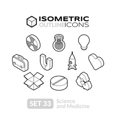 Isometric outline icons set 6 Royalty Free Vector Image