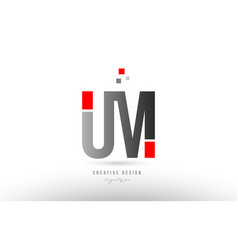 Red grey alphabet letter um u m logo combination Vector Image