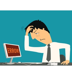 Angry businessman destroying smashing computer Vector Image