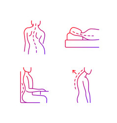 Poor posture problems gradient linear icons set Vector Image