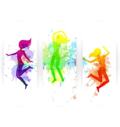 Jumping people banners Royalty Free Vector Image