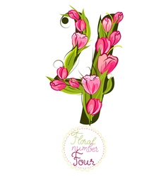Collection floral decorated numbers Royalty Free Vector