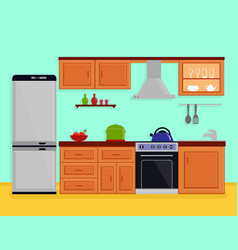 Cartoon kitchen counter with appliances Royalty Free Vector